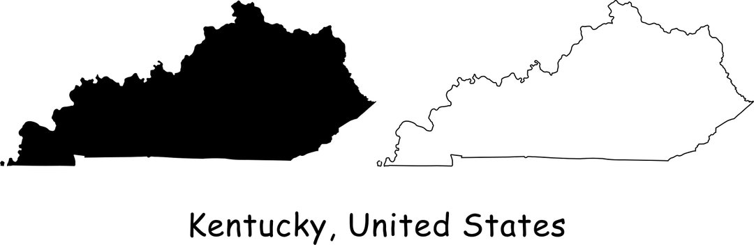 Kentucky Map SVG, KY USA United States of America Us, Black and White ...