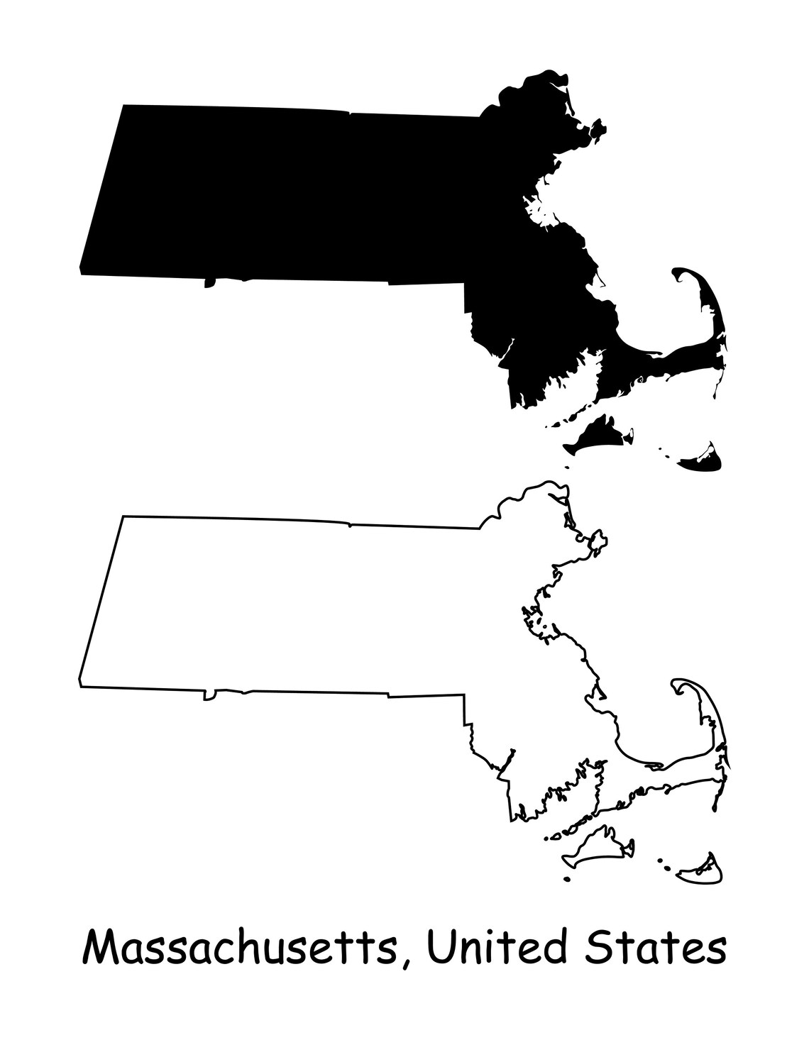 Massachusetts Map SVG MA USA United States of America Us - Etsy