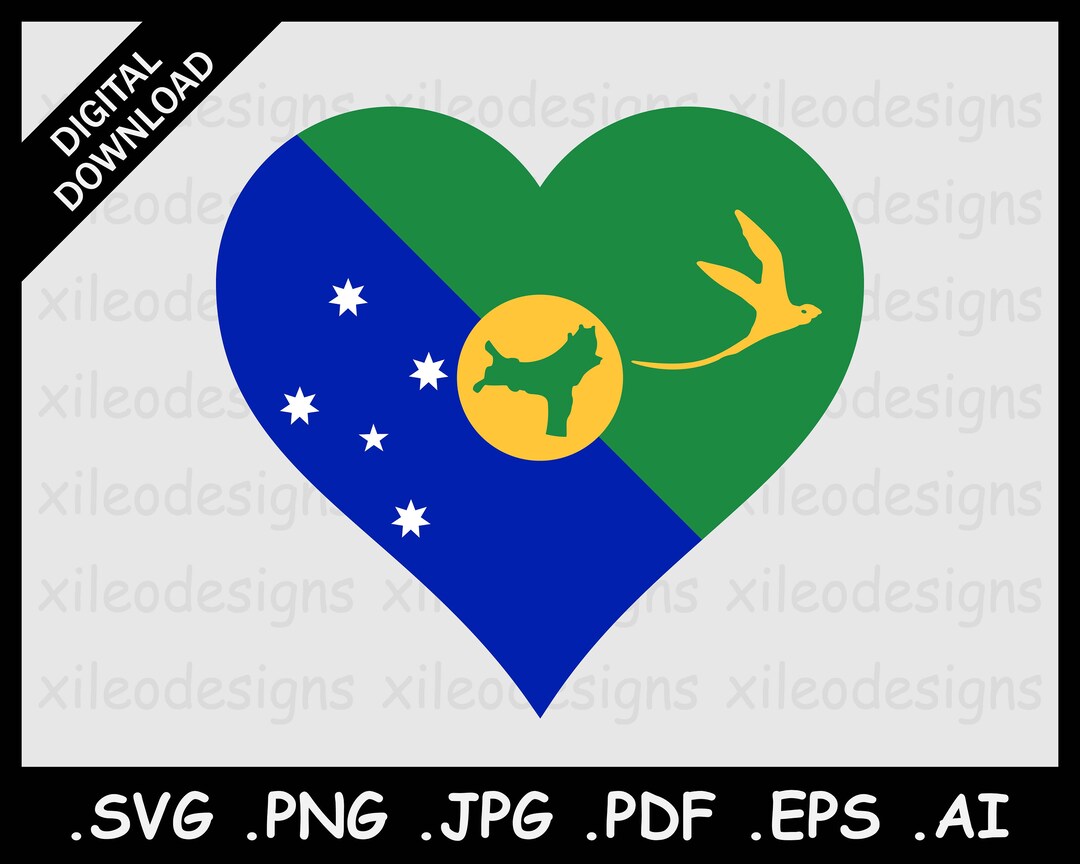 Christmas Island Heart Flag SVG, Australian Territory Love Shape Flag ...
