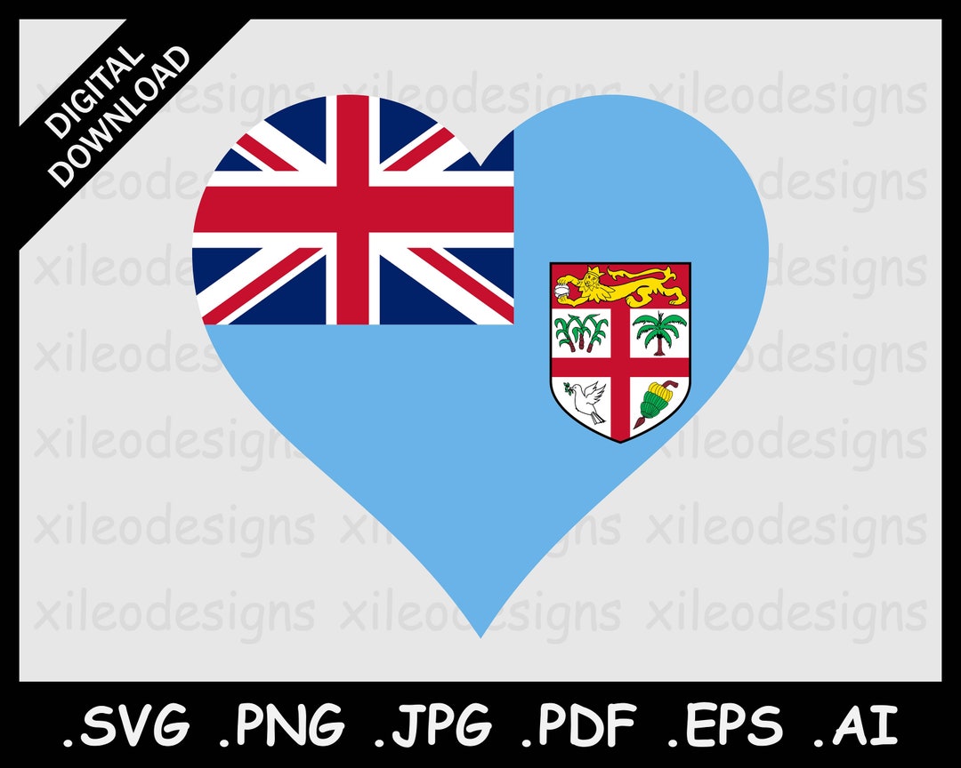 Fiji Heart Flag SVG, Fijian Love Banner National Nation Country Clipart ...
