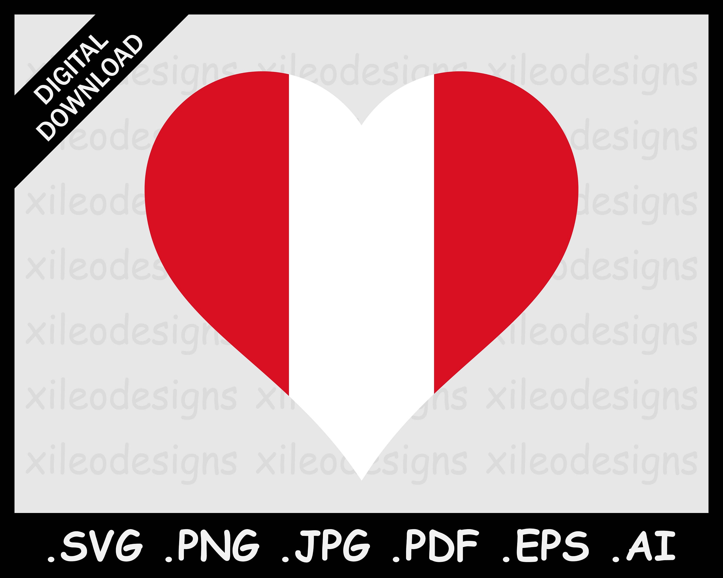 Peru Heart Flag SVG Peruvian Love Shape Country National - Etsy