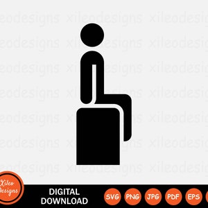 Man Sitting Icon Sit Wait Seat Waiting Room Patience Graphic Vector ...