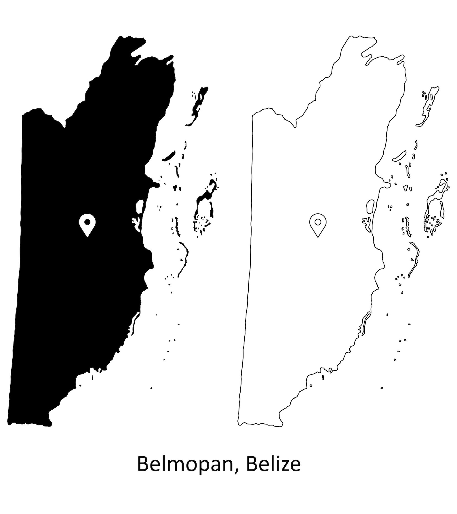 Belmopan Belize Map Capital City Country Location Pin Black White ...