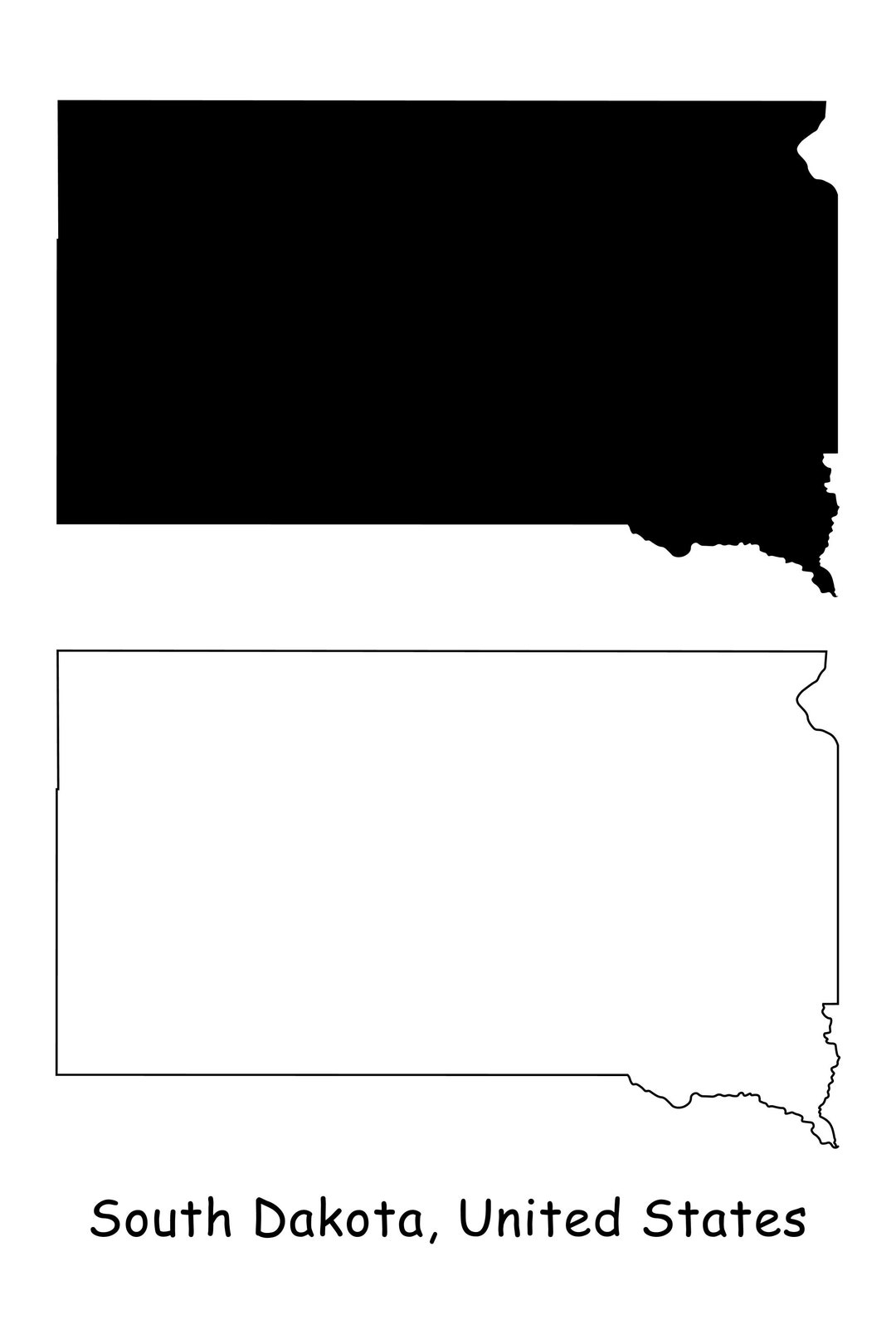 South Dakota Map SVG, SD USA United States of America us, Schwarz Weiß ...
