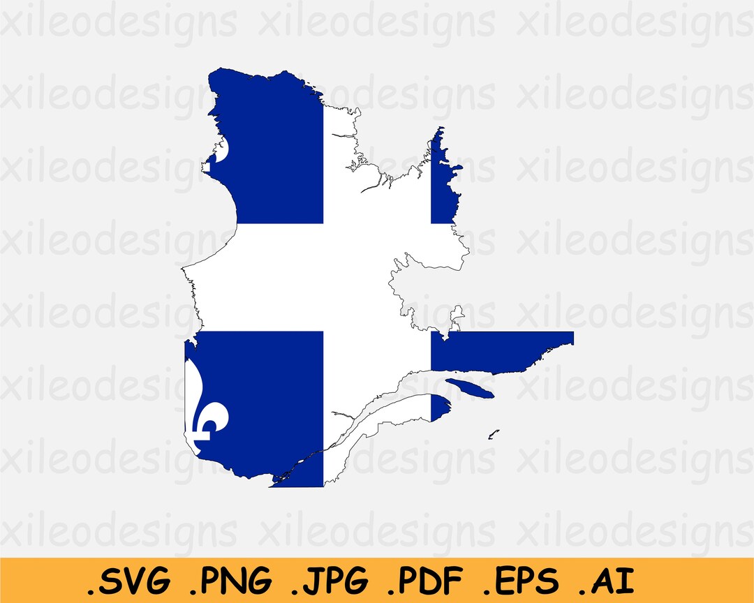 Quebec Map Flag SVG - QC Canada, Canadian Province Territory, Border ...