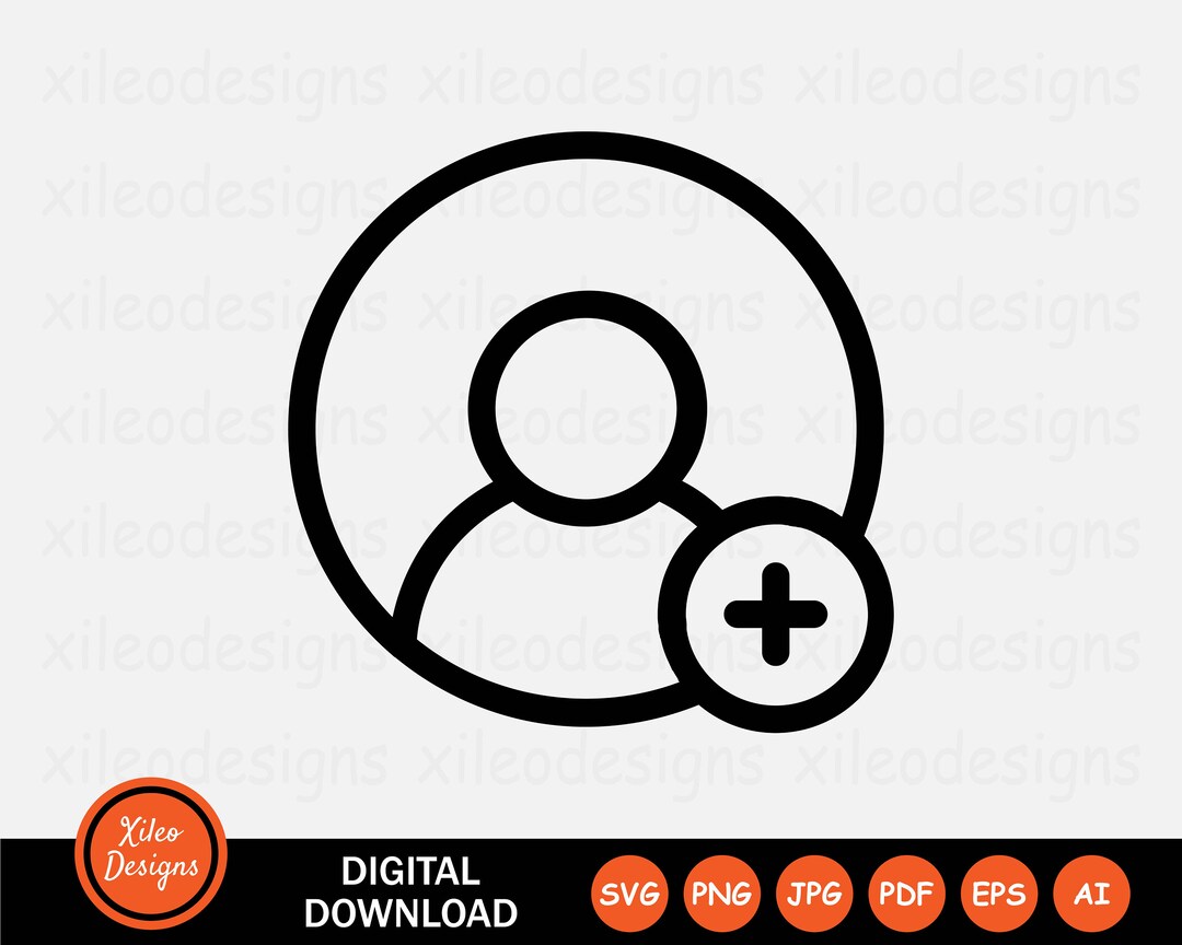 Add User Line Icon SVG Business Member Profile Character Plus Contact ...