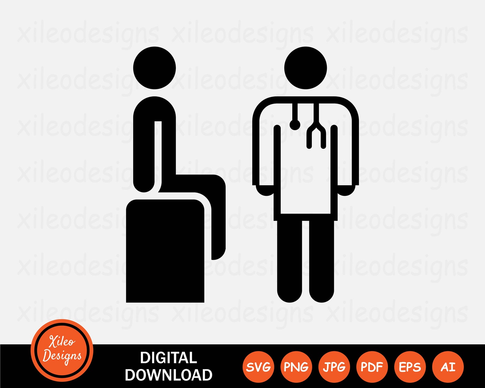 Doctor Visit Icon SVG Physician Clinic Patient Sick Ill Graphic Vector ...