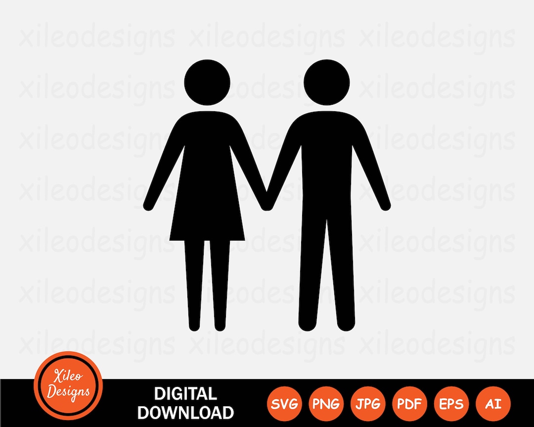 Couple Holding Hands Icon SVG - Man Woman Dating Relationship Stick ...