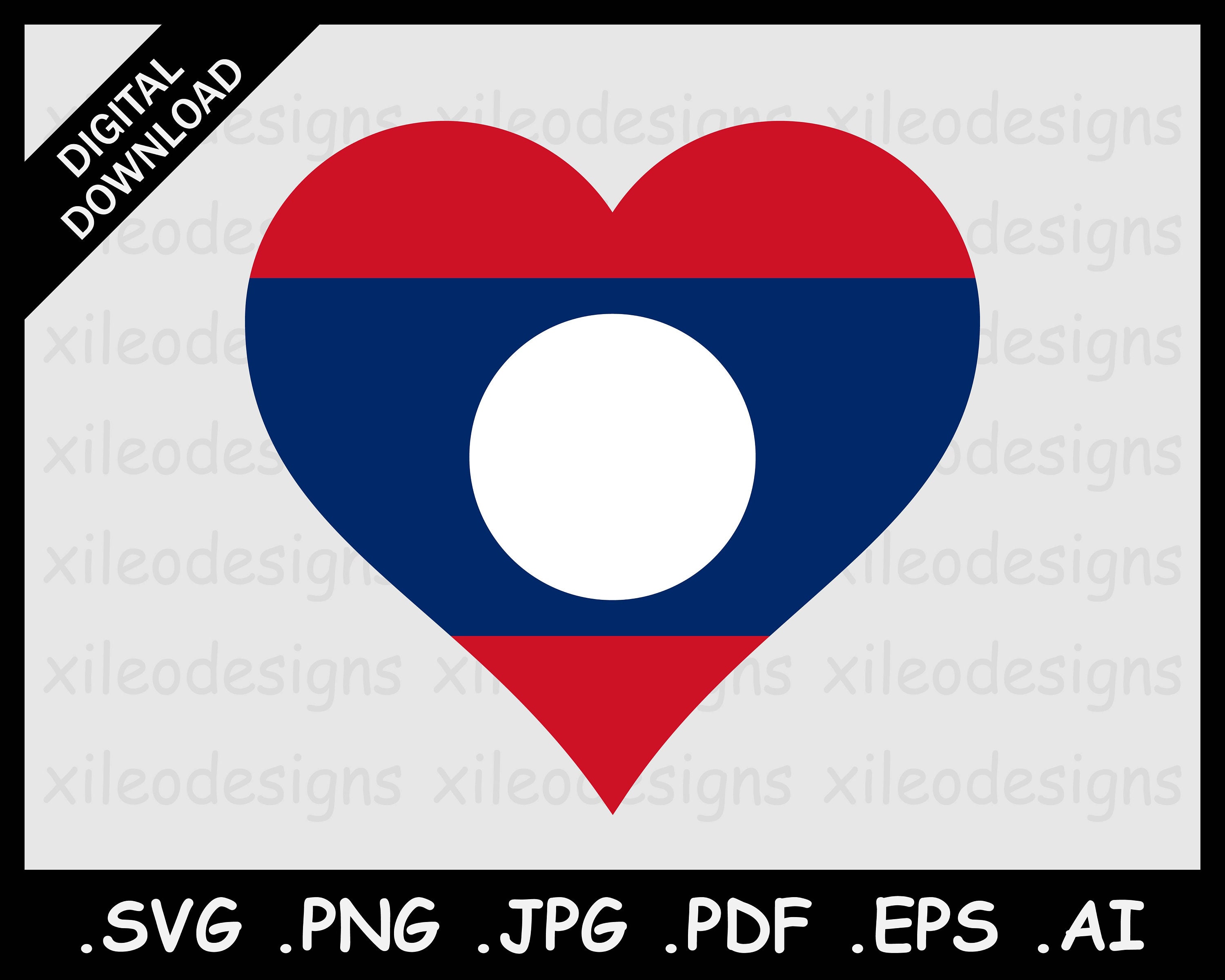 Laos Heart Flag SVG Lao Laotian Love Shape Country National - Etsy