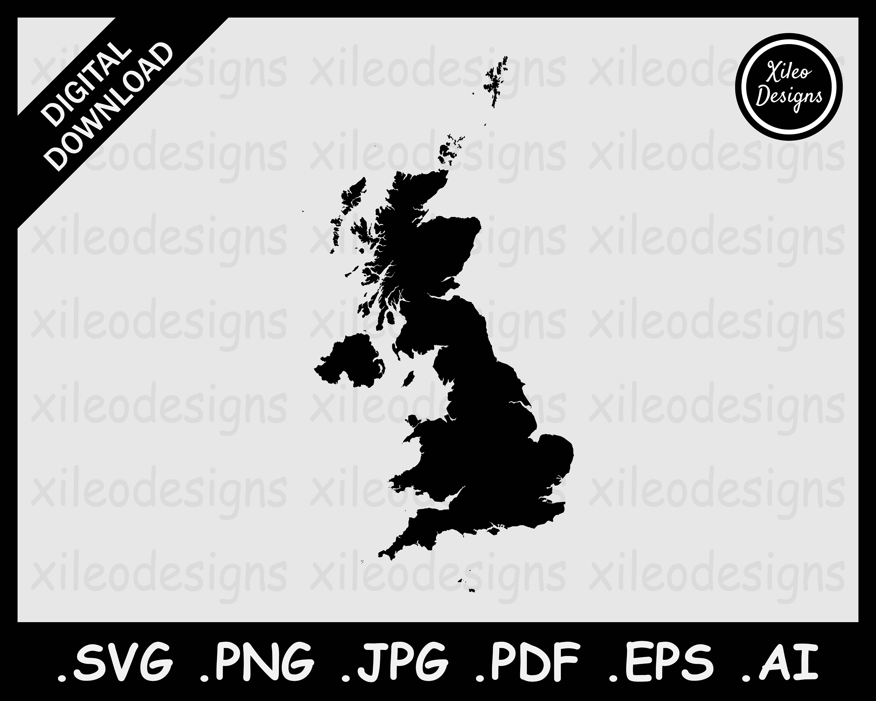 United Kingdom Map SVG UK British National Country Boundary - Etsy