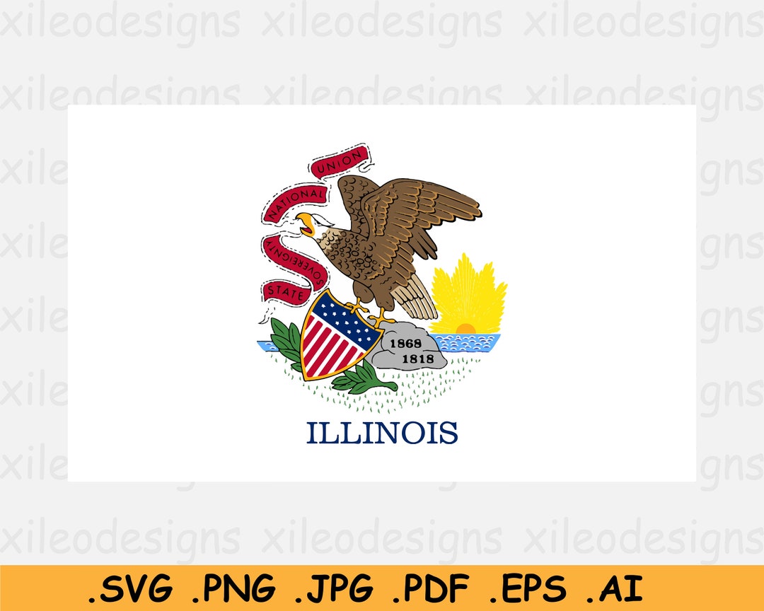 Illinois Flag SVG - IL USA U.S State Banner, American United States of ...