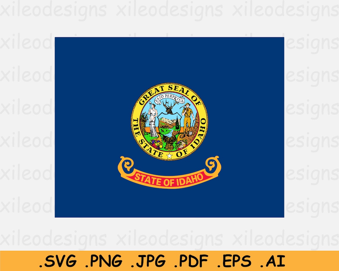 Idaho Flag SVG - ID USA U.S State Banner, American Gem United States of ...
