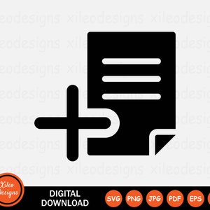 Add New Document Icon SVG - File Paper Page Folder Doc Edit Web Plus ...