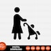 Woman Pushing Stroller Icon SVG - Baby Pushchair Pram Carriage Cart ...