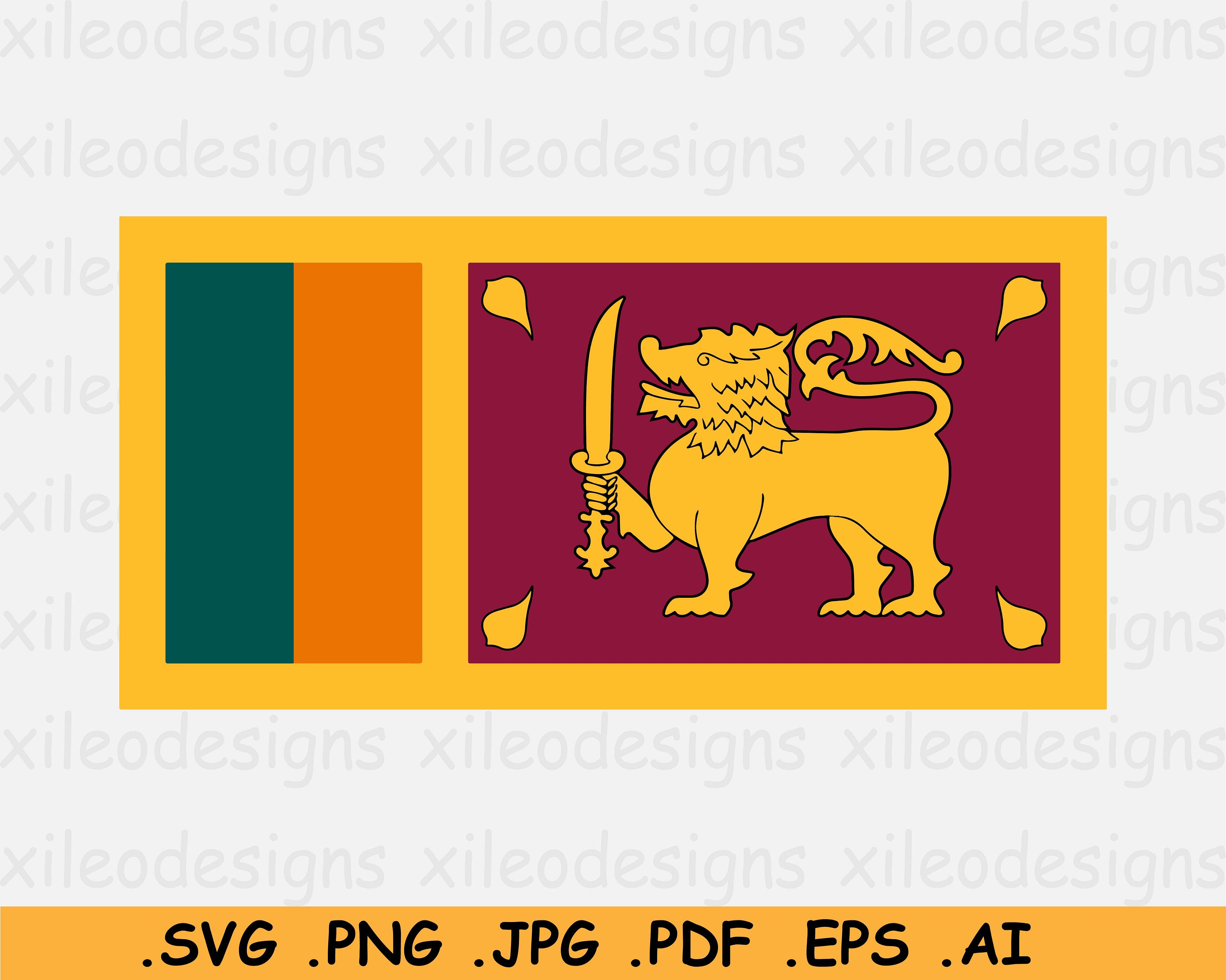 Sri Lanka SVG National Flag Sri Lankan Nation Country Banner - Etsy Canada