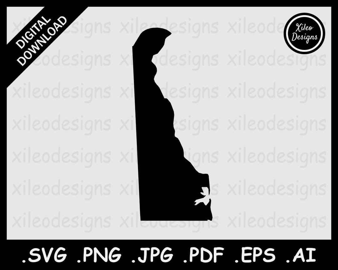 Delaware Map SVG, DE USA State Boundary Border, Delawarean United ...