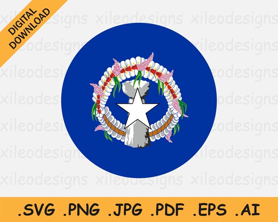 Northern Mariana Islands Round Flag SVG US Territory | Etsy