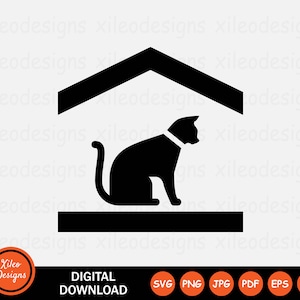 Indoor Cat Icon SVG - Animal Shelter Adoption Center Pet Boarding Home ...
