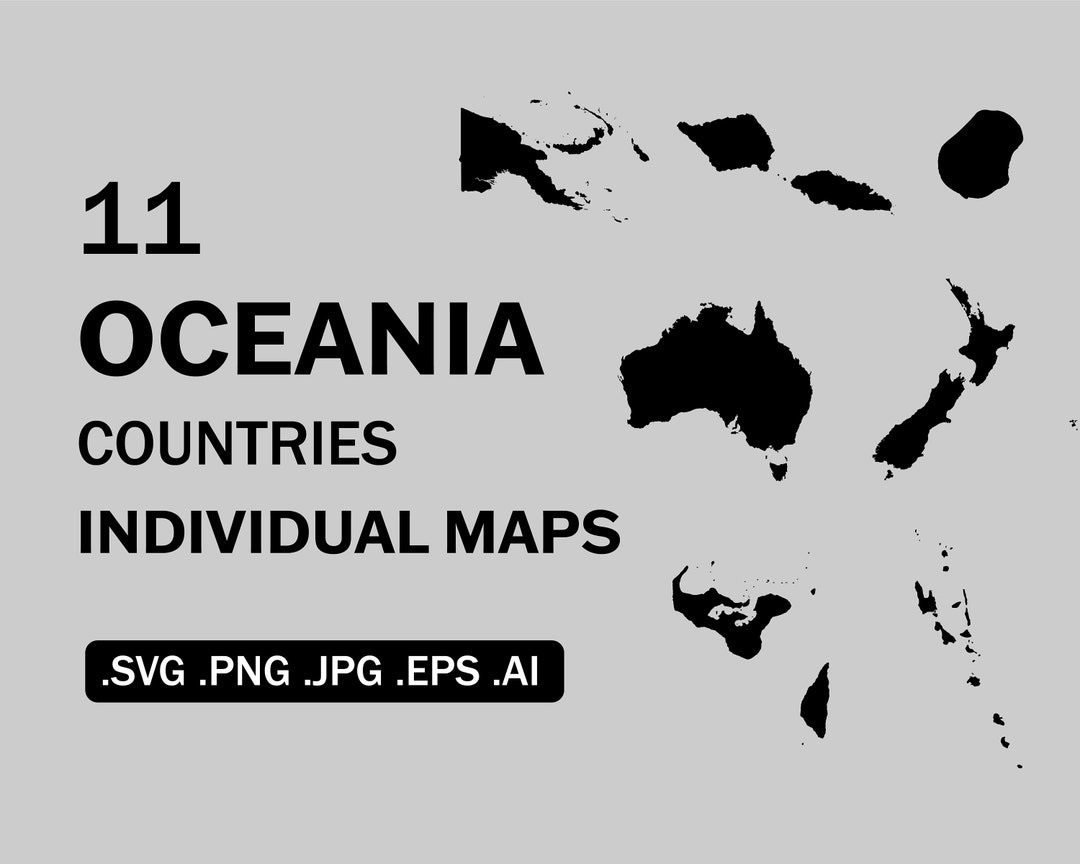 Oceania Country Maps SVG Bundle Set - Countries Nation National Map ...
