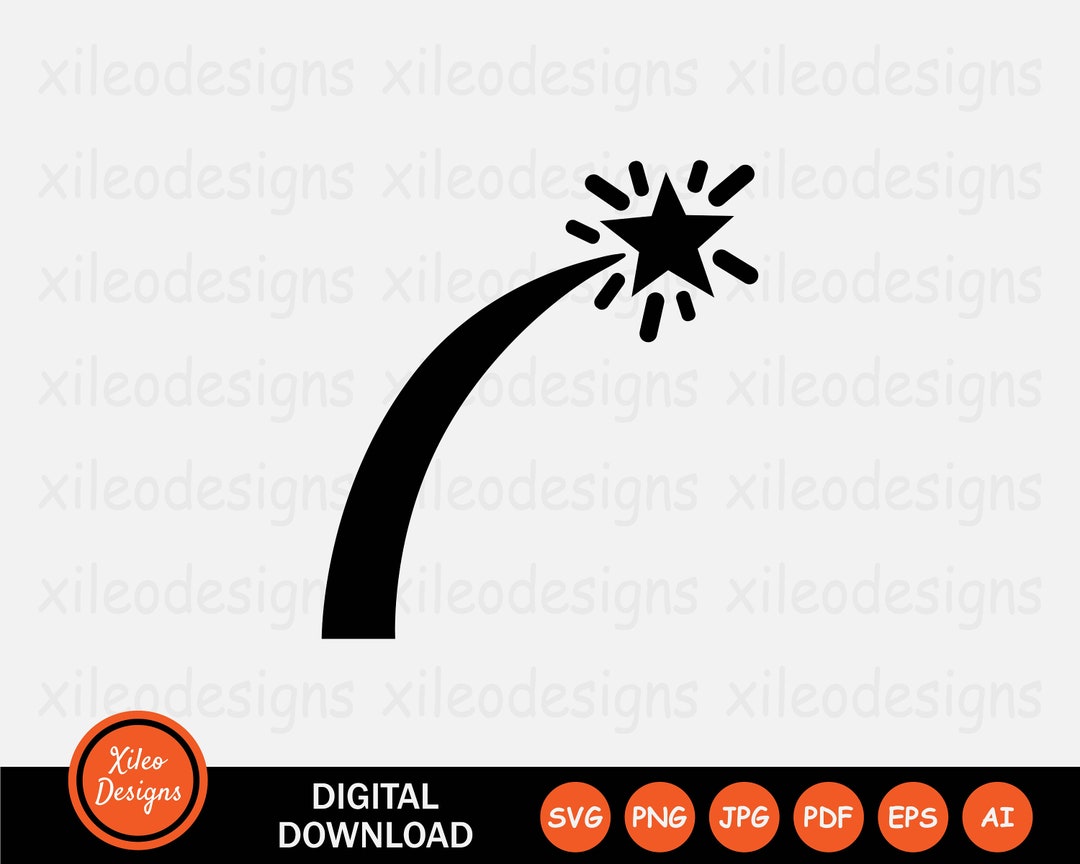 Shooting Star SVG Wishing Fireworks Fire Works Celebrate Sign Symbol ...
