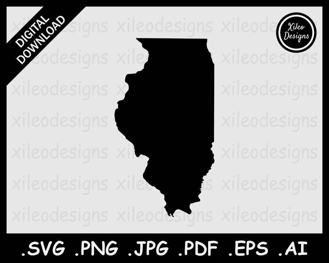 Illinois Map SVG, IL USA State Boundary Border, Illinoisan United ...