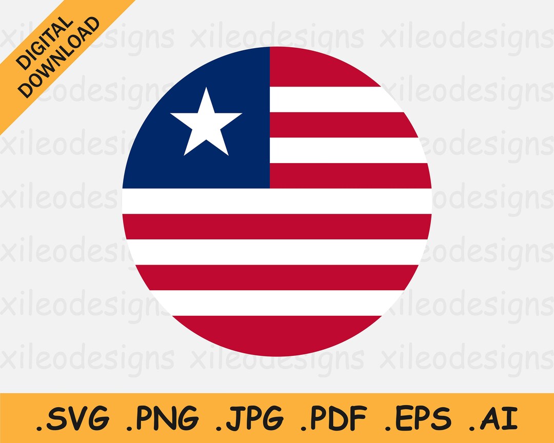 Liberia Round Flag SVG - Liberian Circular Banner, National Circle ...