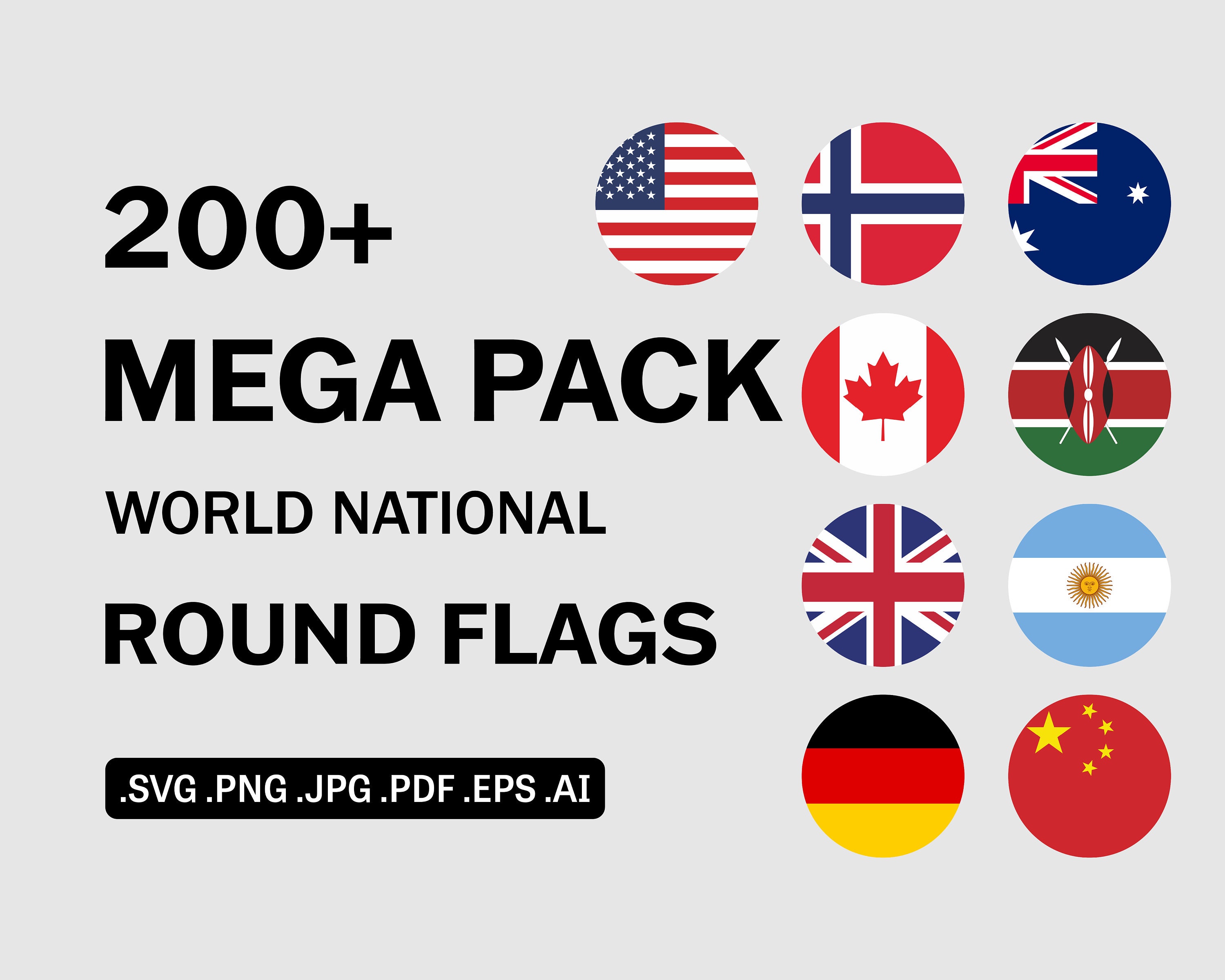 World Countries Round Flags SVG Bundle Set Global Country | Etsy