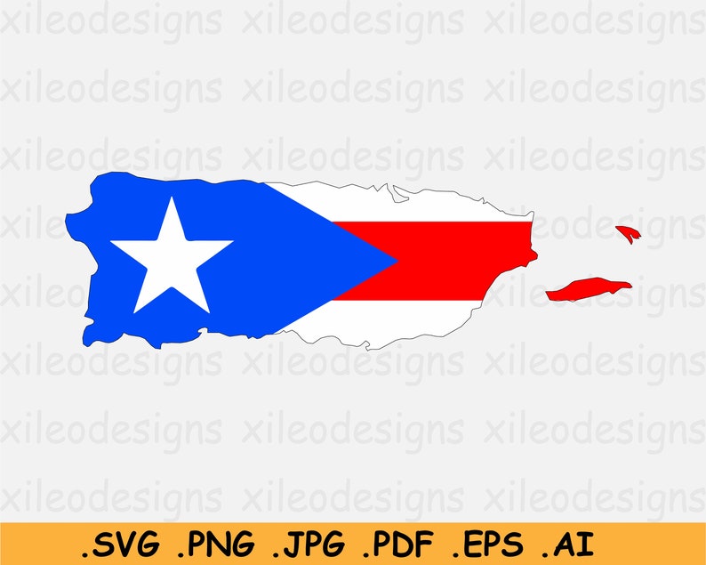 Puerto Rico Map Flag SVG PR USA U.S. Overseas Unincorporated - Etsy