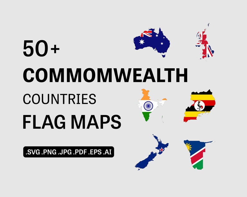 Commonwealth Flag Maps SVG Bundle Member Countries Country - Etsy