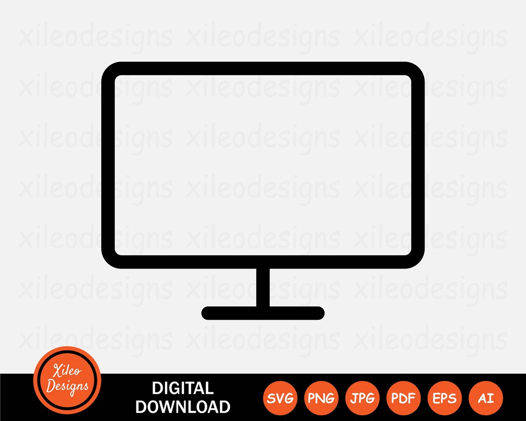 Desktop Monitor Icon SVG Computer Screen Display LED TV Png Jpg Eps Ai ...