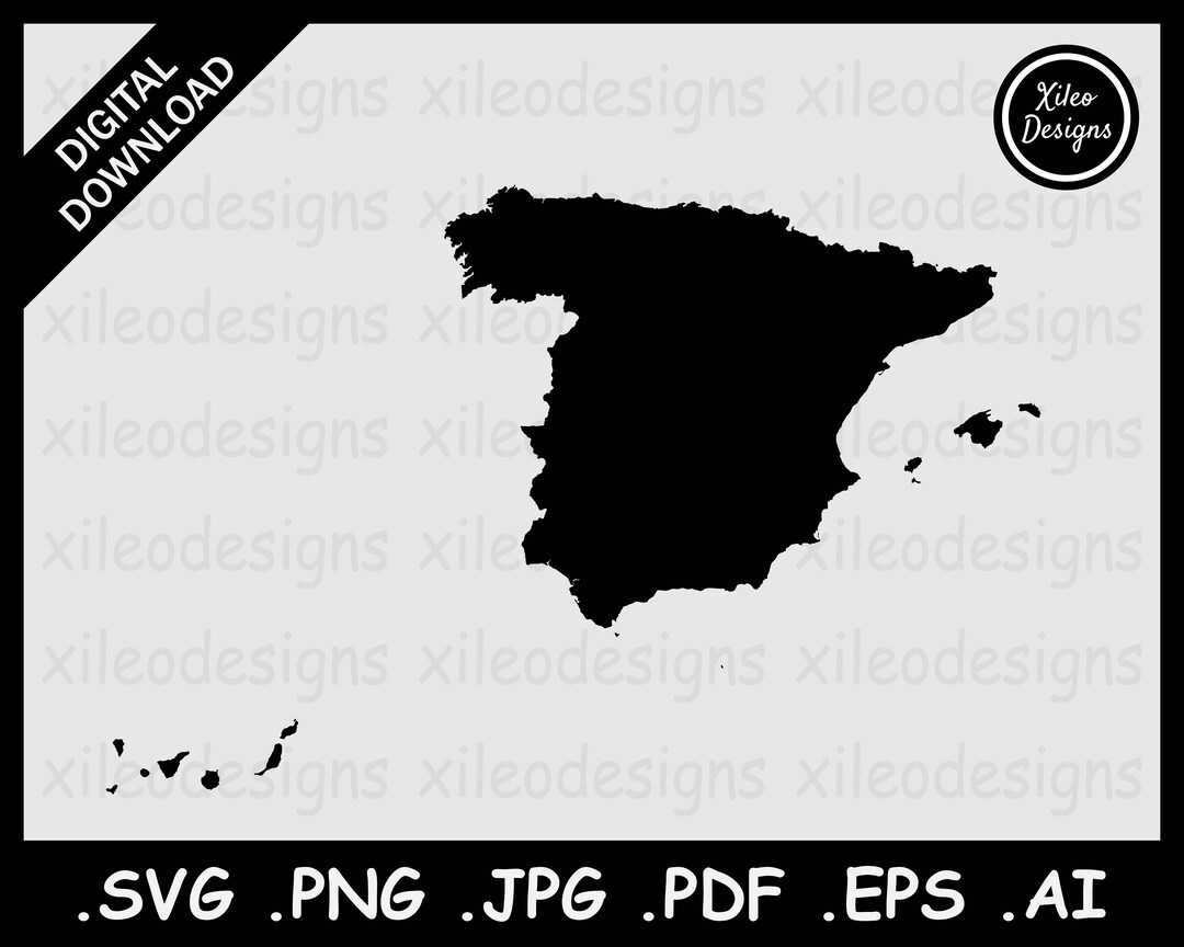 Spain Map SVG, Spanish Spaniard National Country Boundary Border, Black ...