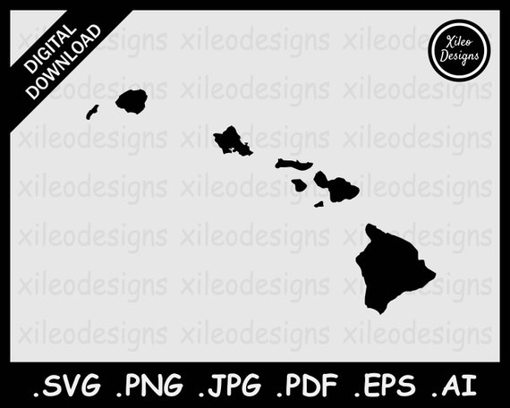 Hawaii Map SVG HI USA State Boundary Border Hawaiian United - Etsy