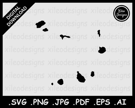 Cape Verde Map SVG Cabo Verde Country National Border - Etsy