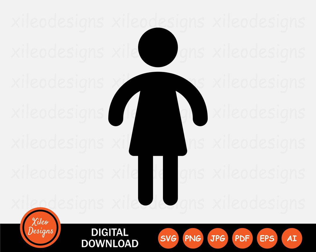 Female Stick Figure Icon SVG Girl Woman Lady Stand Pose Digital ...