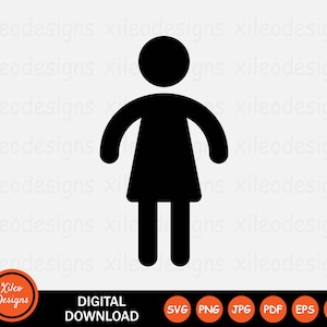 Female Stick Figure Icon SVG Girl Woman Lady Stand Pose Digital ...