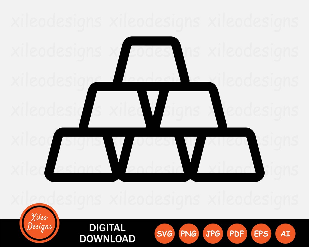 Gold Bar Line Icon SVG Finance Money Wealth Treasure Digital Download ...