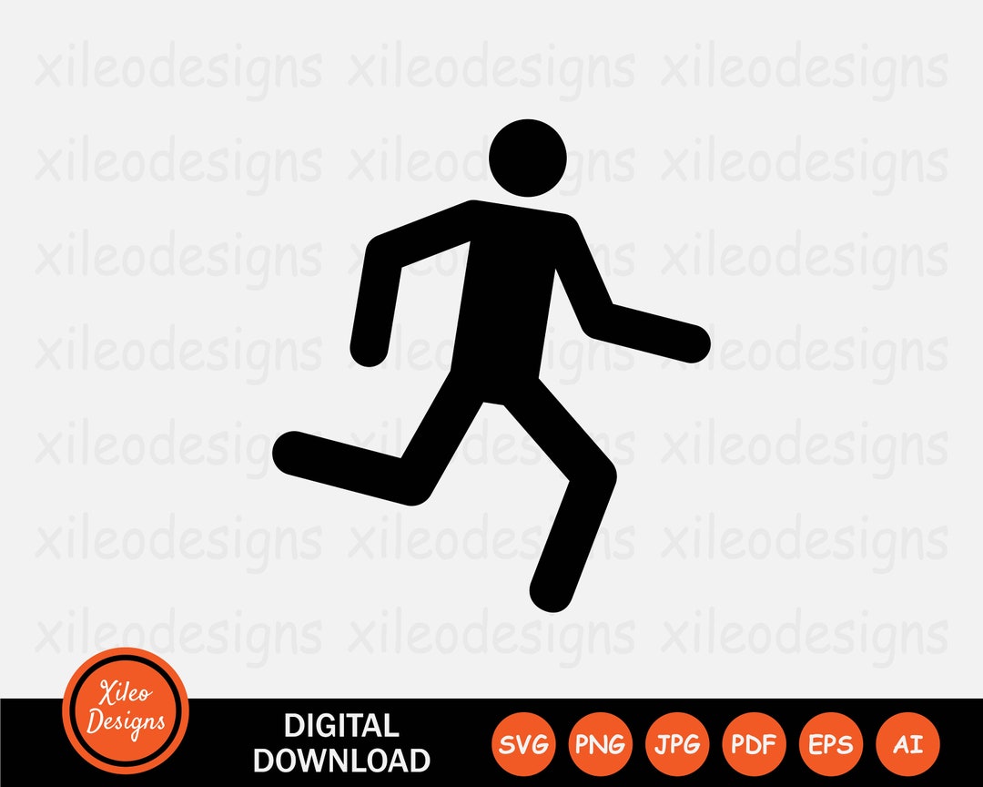 Man Running Icon SVG - Stick Figure Person Run Walk Walking Action ...