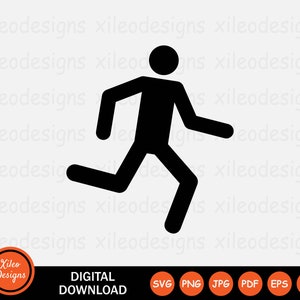 Man Running Icon SVG - Stick Figure Person Run Walk Walking Action ...