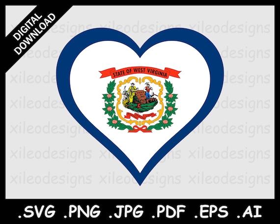 West Virginia Heart Flag SVG WV USA Love Shape Flag State | Etsy