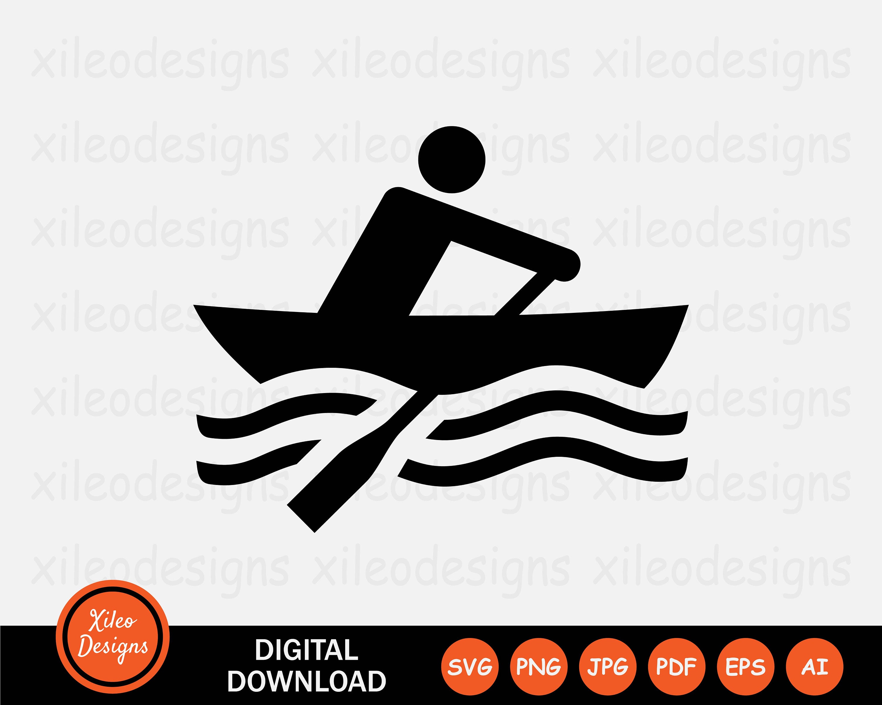 Rowboat Icon SVG Rowing Row Boat Kayak Rower Water Sport Sports Vector ...