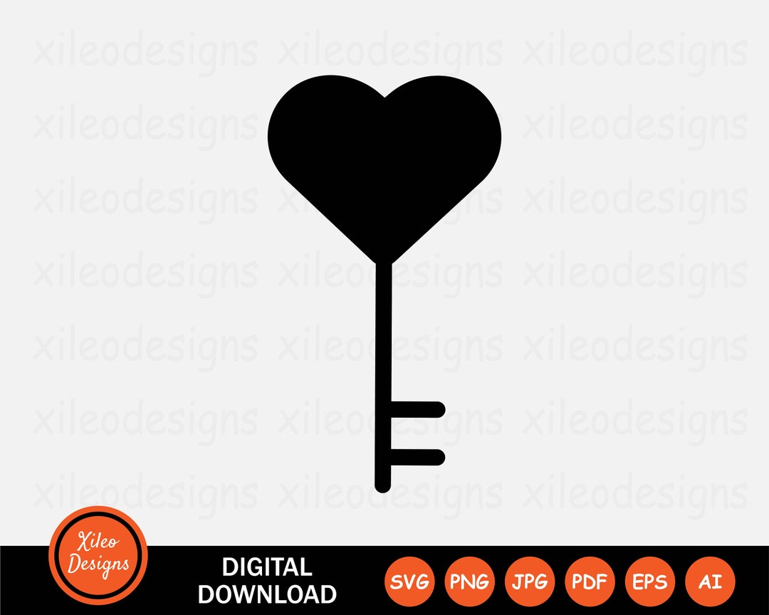 Heart Key Icon SVG Love Lock Unlock Romance Secure Open Png Jpg Eps Ai ...