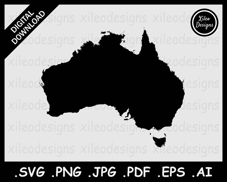 Australia Map SVG, Australian Country National Border Boundary, Black ...