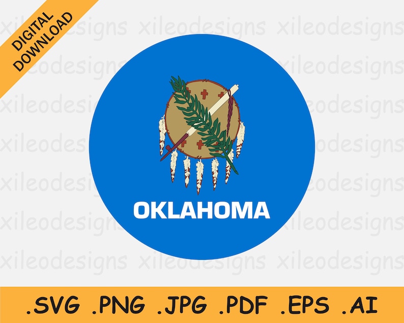 Oklahoma Round Flag SVG - OK USA Circular Circle State Banner Button ...