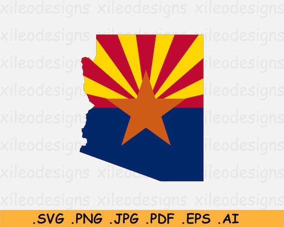 Arizona Map Flag SVG AZ USA United States Flag Map State | Etsy