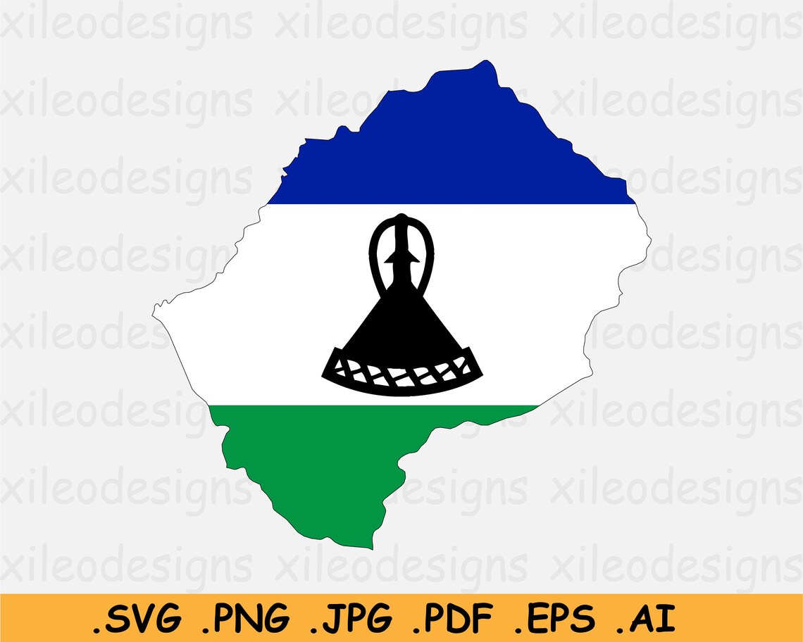 Lesotho Map Flag SVG Mosotho SVG Cricut Cut File Country | Etsy