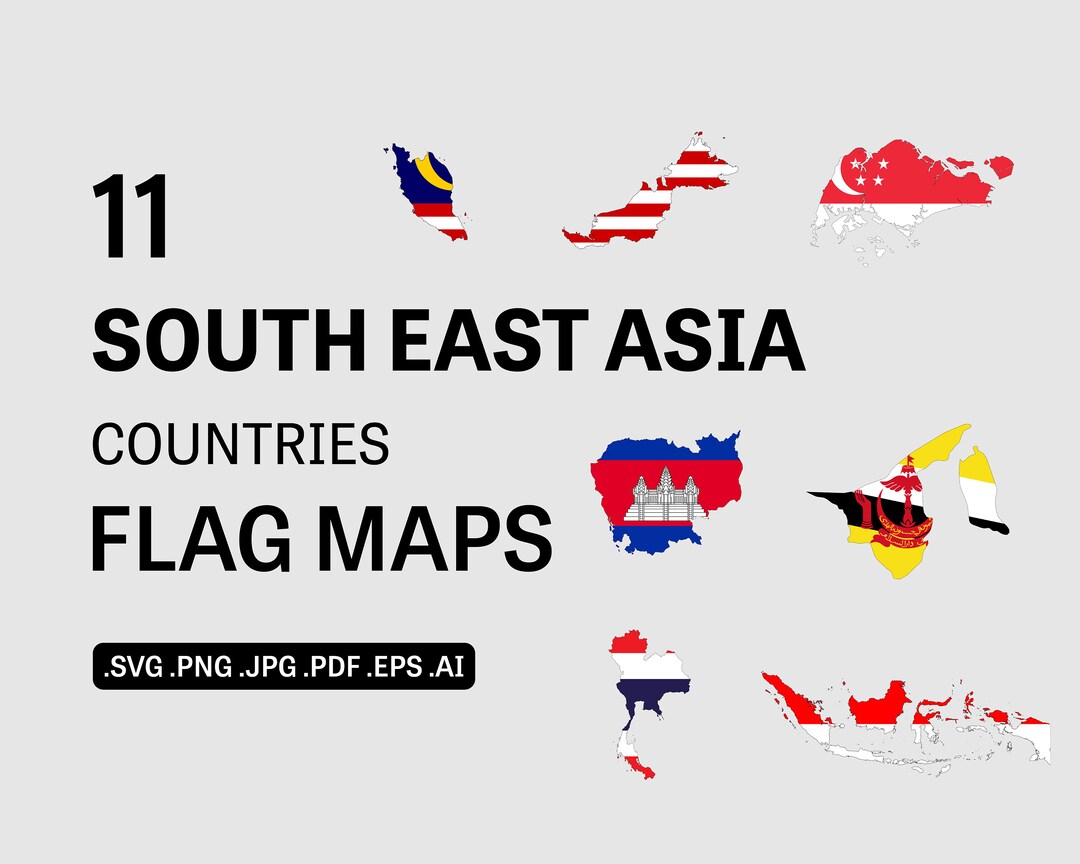 Southeast Asia Countries Flag Maps SVG, SEA County Nation National ...