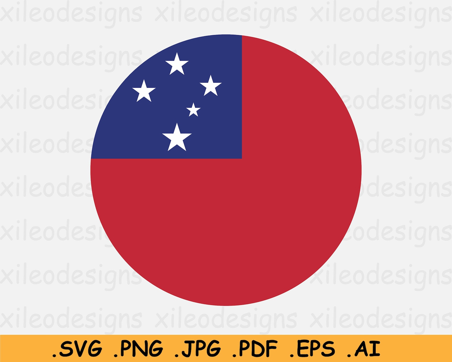 Samoa Round Flag SVG Samoan Circle Icon National Circular | Etsy