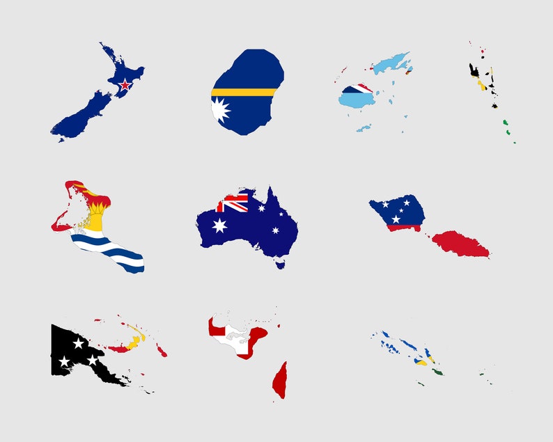 Oceania Countries Flag Maps SVG Oceania Country Nation - Etsy
