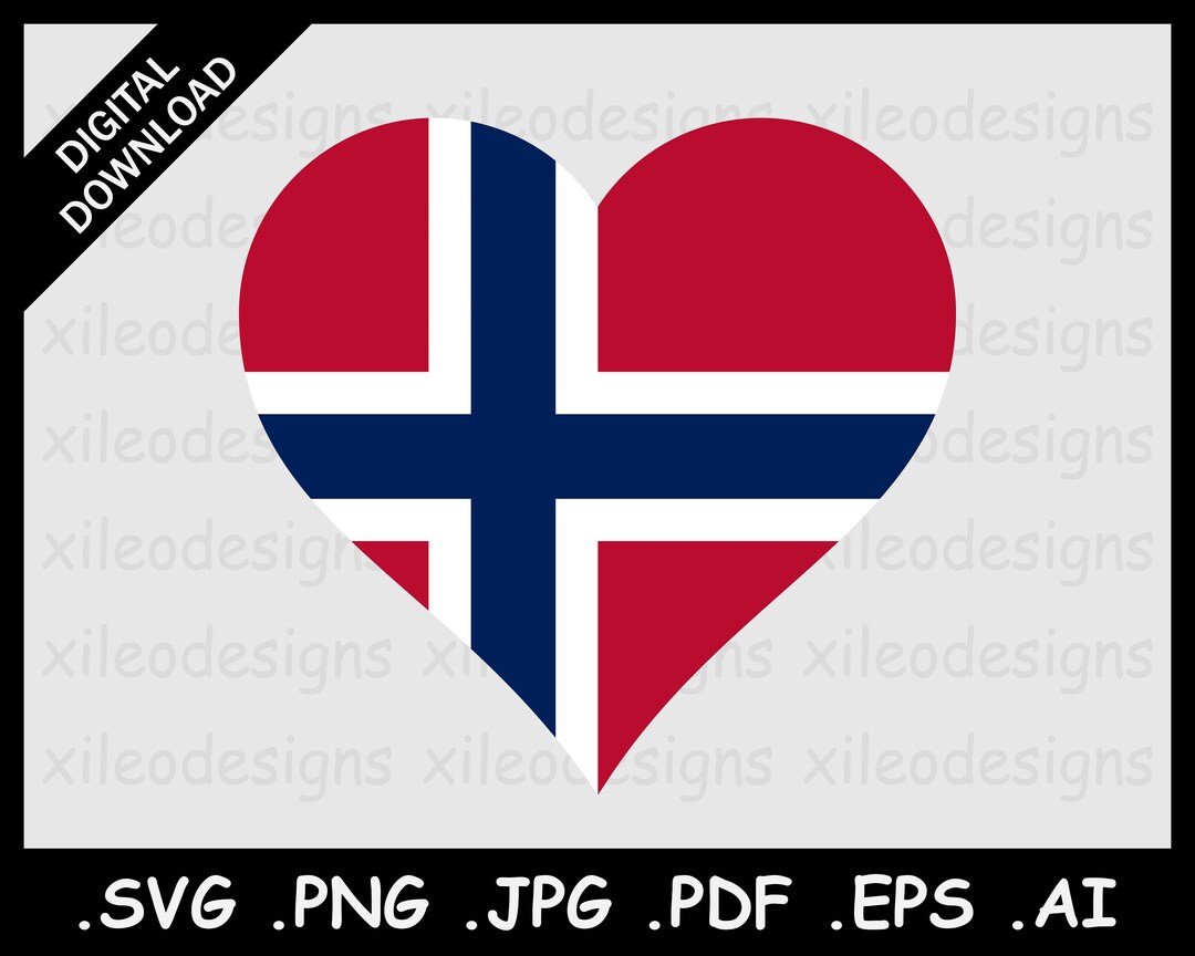 Norway Heart Flag SVG, Norwegian Love Shape Country National Flag ...