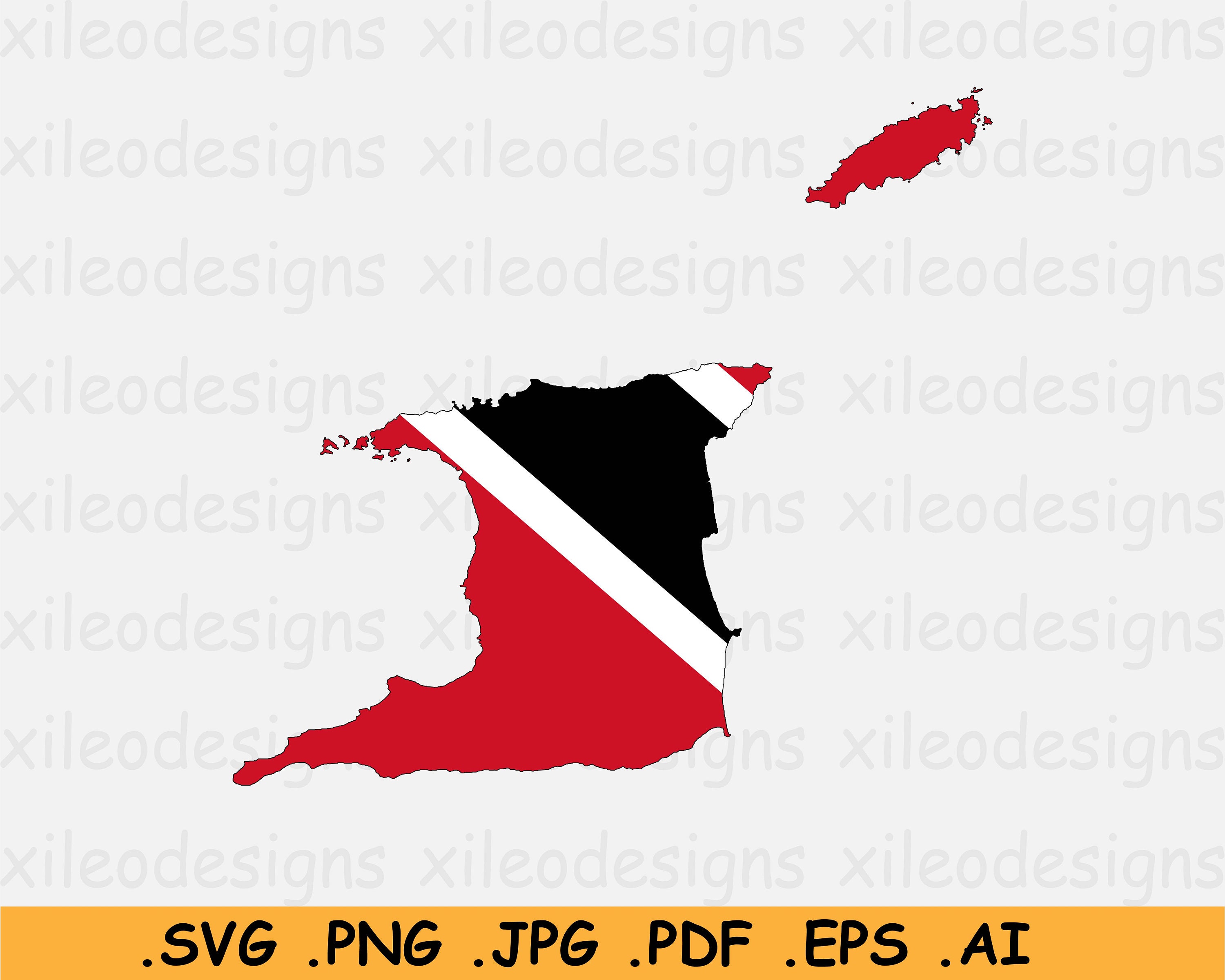 Trinidad and Tobago Flag Map SVG Cricut Cut File Country | Etsy